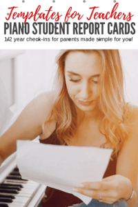 Piano Student Report Card Templates For Half-Year Assessments