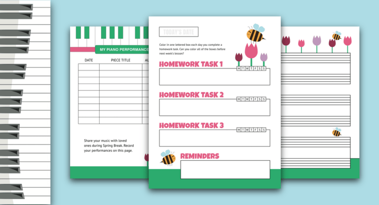 Spring-Themed Homework Pages, Staff Paper, and Performance Trackers ...