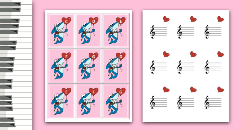 Valentine’s Day Print And Play Note Reading Flashcards